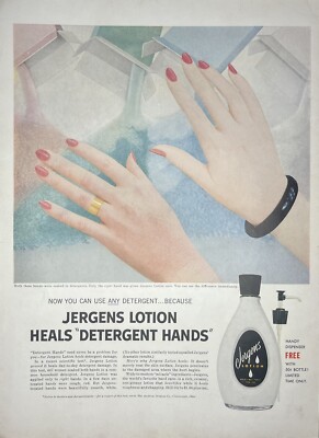 Vintage Print Ad 1956 Jergens Lotion Heals Detergent Hands Life ...