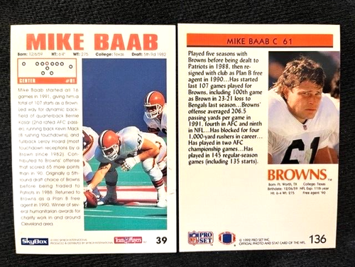 NFL - Mike Baab 1992 Skybox & 1992 Pro Set Football - Browns | eBay