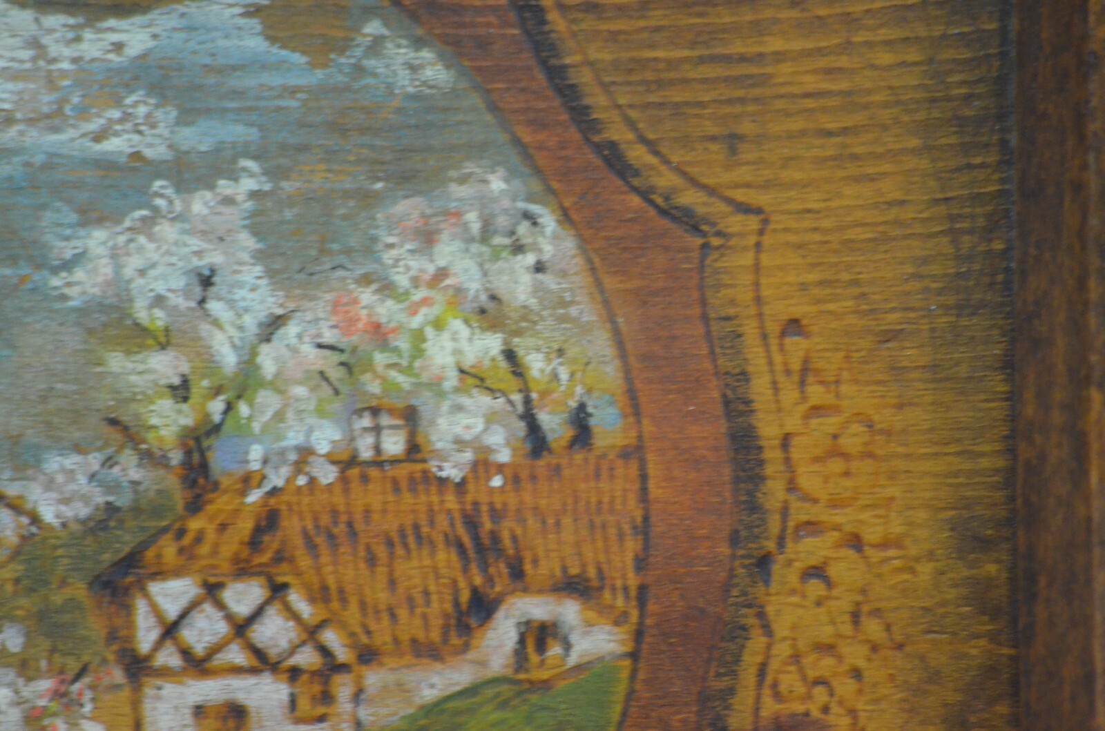 ANCIEN PLATEAU TABLEAU PYROGRAVURE ET PEINTURE FEMME BRETONNE BATEAU ...