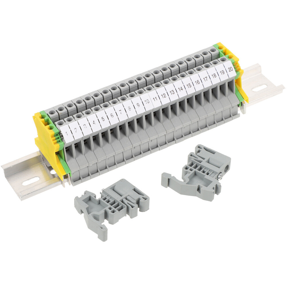 Din Rail Terminal Block Kit Terminal Strip DIN Rail End Covers Rail ...