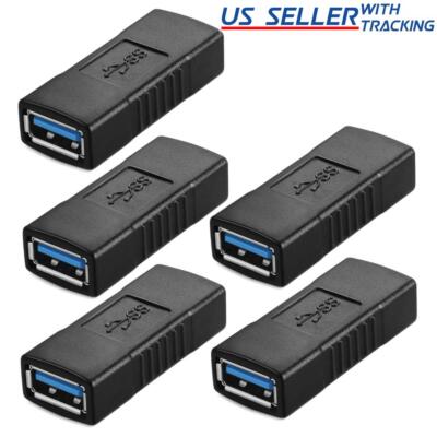 5pcs USB 3.0 Type A Female to Female Extension Connector Adapter F/F ...