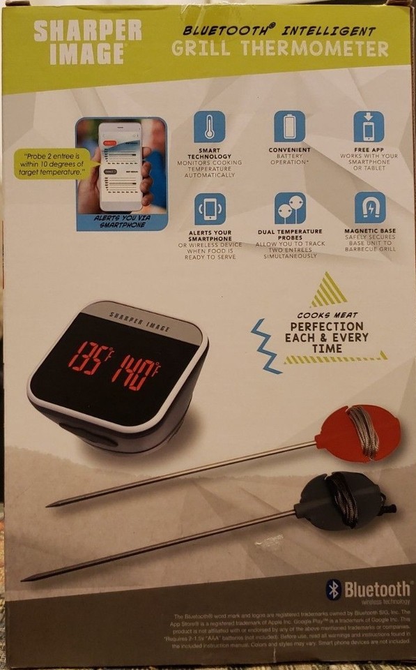 Wireless Cooking Thermometer Bluetooth Grilling Temperature Monitor iOS ...