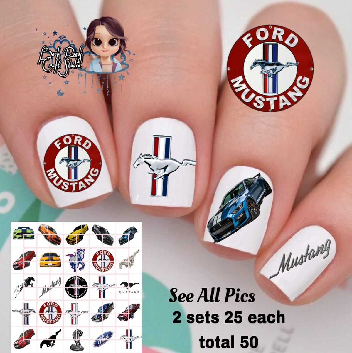 Ford Mustang Nail Decals Mustang GT350 Set Nail Decals Stickers