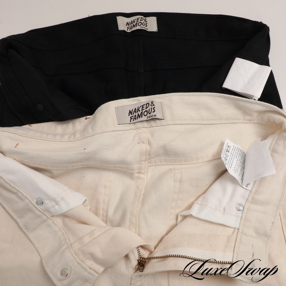 LOT X2 Naked & Famous Made in Canada Black Cream Stretch Super Guy ...