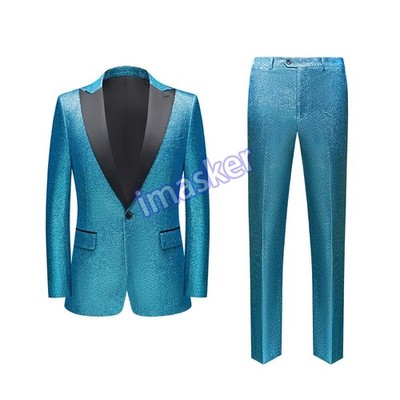 Mens Bling Bling One Button 2pcs Suits Jacket Pants Evening Party Dress ...