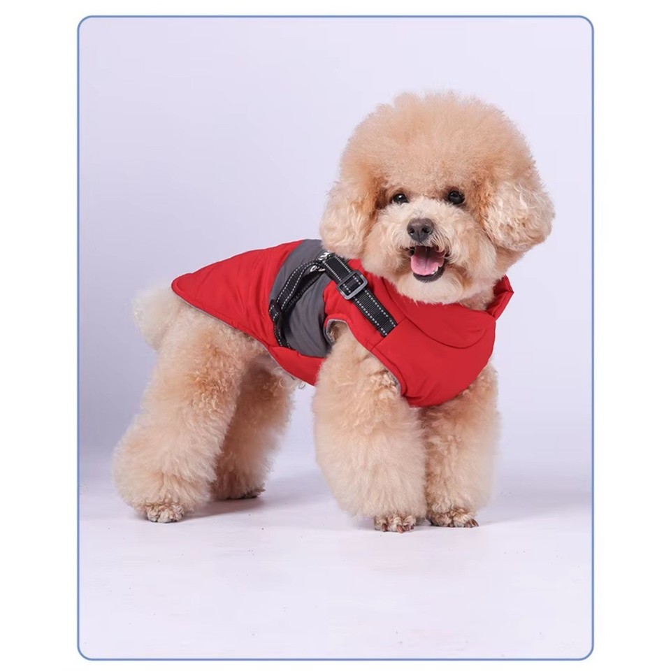 Dog Coat Waterproof Jacket with Harness Winter Raincoat Zip Warm ...