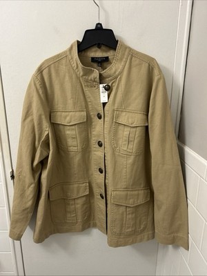 Talbots Jacket Womens 2X Tan Khaki Utility Barn Chore Button Down L/S ...