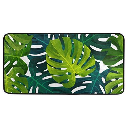 Kitchen Rugs Green Tropical Design Non-Slip Soft Kitchen Mats Bath Rug ...