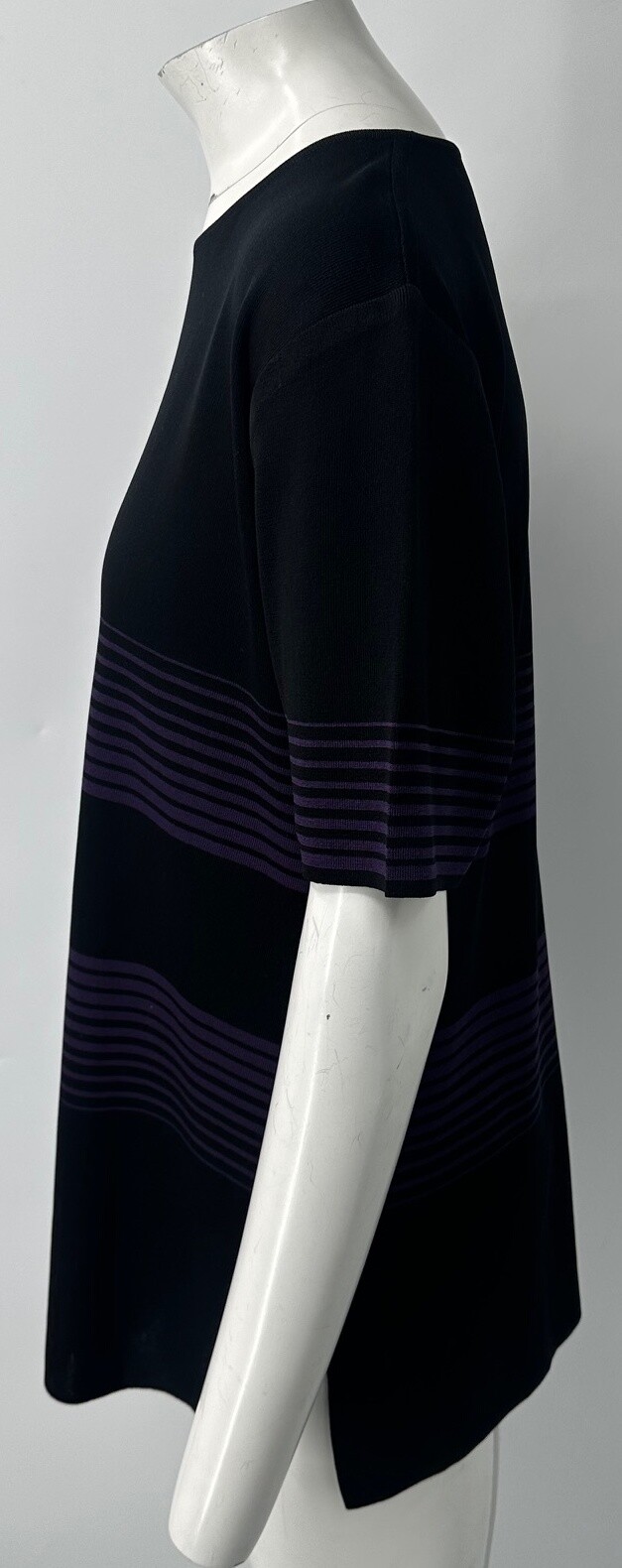 Misook black purple stripe short sleeve top size XL | eBay