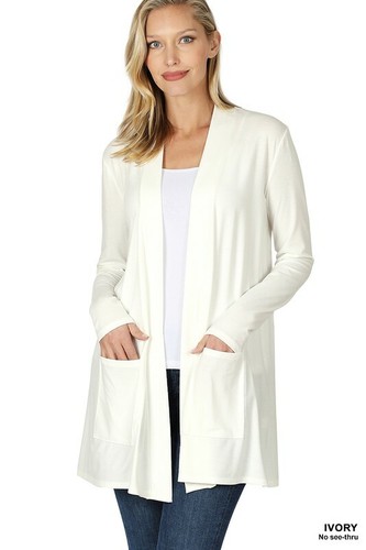 Womens Open Front Fly Away Cardigan Sweater Long Sleeve With Pockets ...