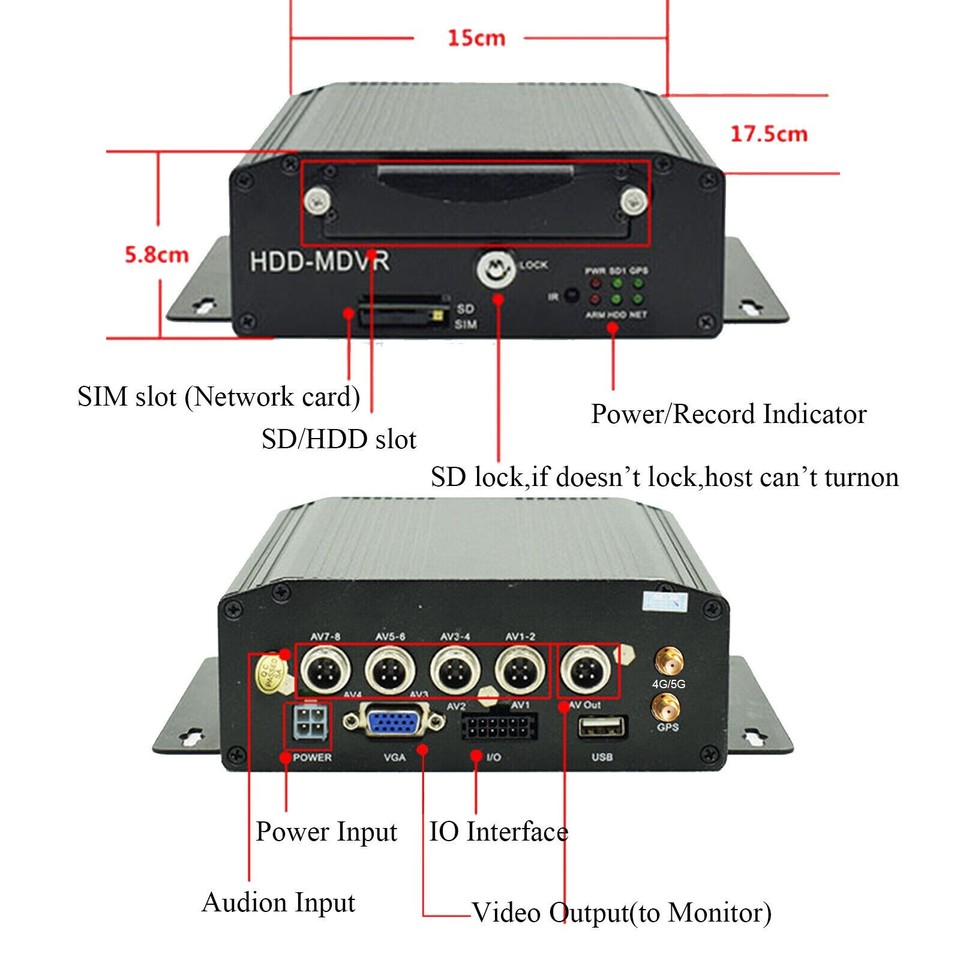 4ch 4G 1080P Vehicle Mobile DVR HDD MDVR Surveillance Video Record ...