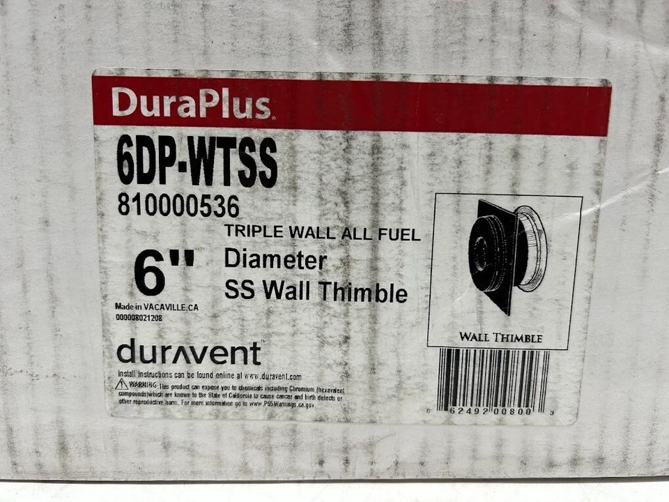 DuraVent DuraPlus 6 in. Stainless Steel Wall Thimble for Chimney 6DP-WT ...