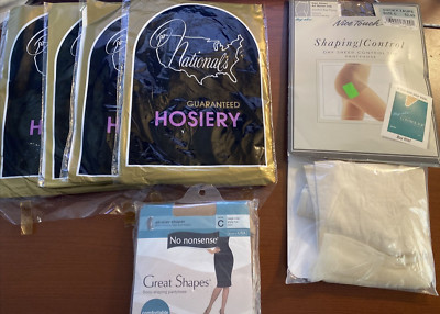 VTG Mixed Lot 6 Pair Thigh Knee High Control Top Pantyhose Size C ...