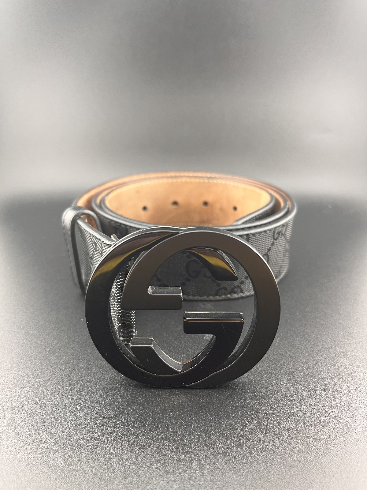 Authentic Gucci Men's Belt Black Imprime Monogram GG … - Gem