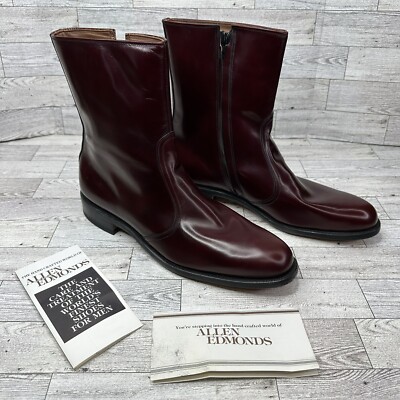 Vintage Allen Edmonds Andover Side Zip Boots Cordovan Size 11.5 AA Made ...