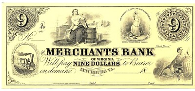 Vintage Merchants Bank of Virginia 9 dollar collectors limited edition ...