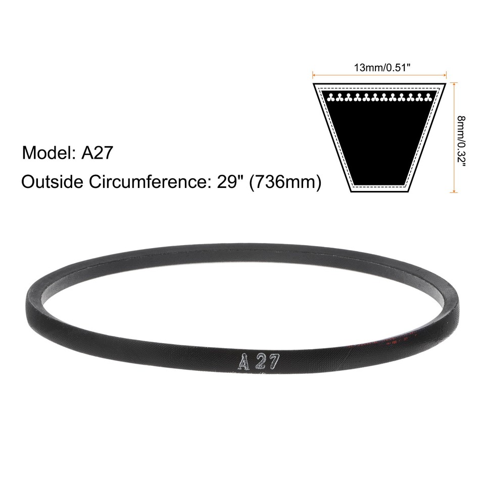 3pcs A27 Rubber Belt, A-Section V Belt 29" Outside Circumference x 0.51 ...