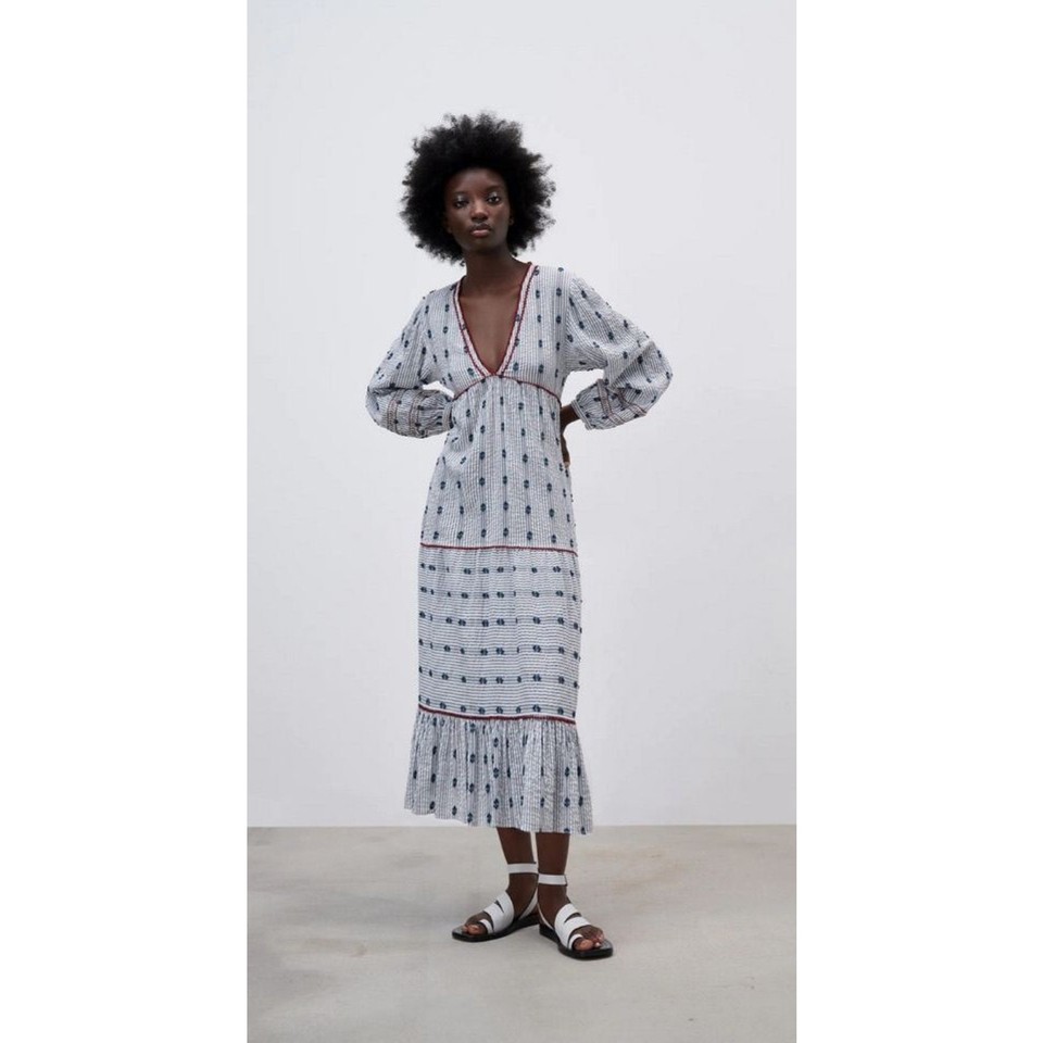 ZARA Maxi Tired Dress Sz Large | eBay
