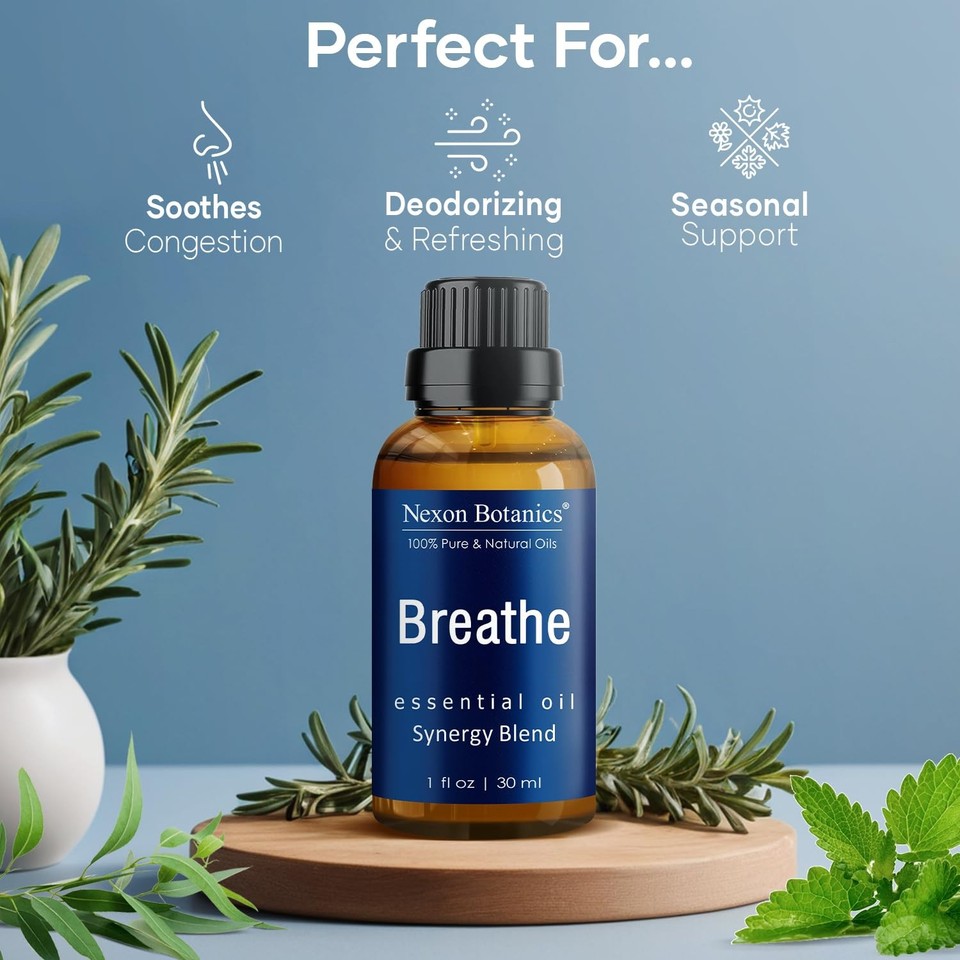 Breathe Essential Oil Blend 30 ml - Breath Sinus Relief with Menthol ...