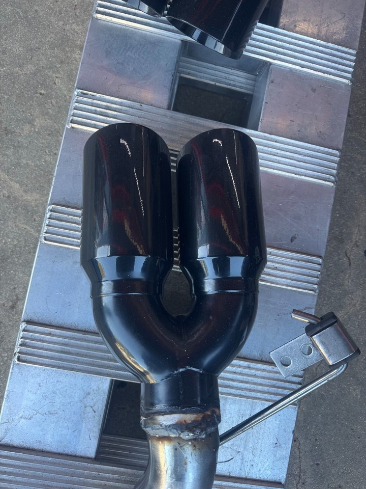 Pair Black Quad 4" Out 3" In Dual Wall Exhaust Tips Stainless Steel | eBay