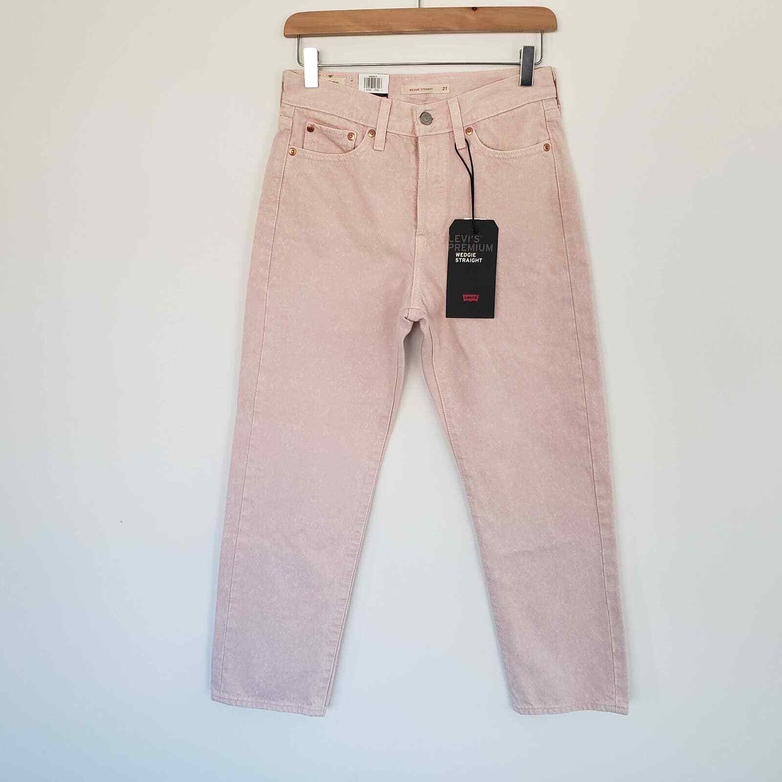 New Levi's Women 29x26 Wedgie Straight Crop Slacker Pink Acid Jeans ...
