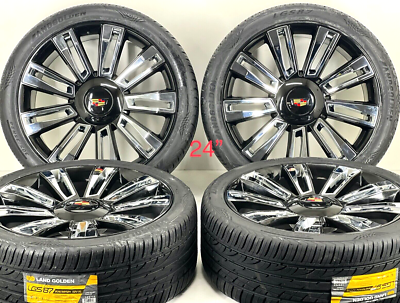 24" INCH CADILLAC ESCALADE RIMS Wheels Rims 4 set 6X139 PLATINUM TRIPLE ...