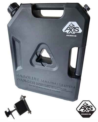 OVERLAND 2 GALLON BLACK GAS CAN WITH QUICK MOUNT for OFF ROAD AND JEEP ...