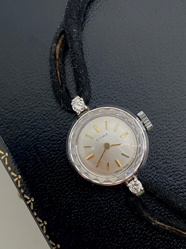 9K White Gold & 0.30ct Diamond Cyma Retro Cocktail Watch, circa 1960's ...