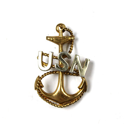 WWI US NAVY USN CHIEF PETTY OFFICER CPO CAP BADGE INSIGNIA FOULED ...