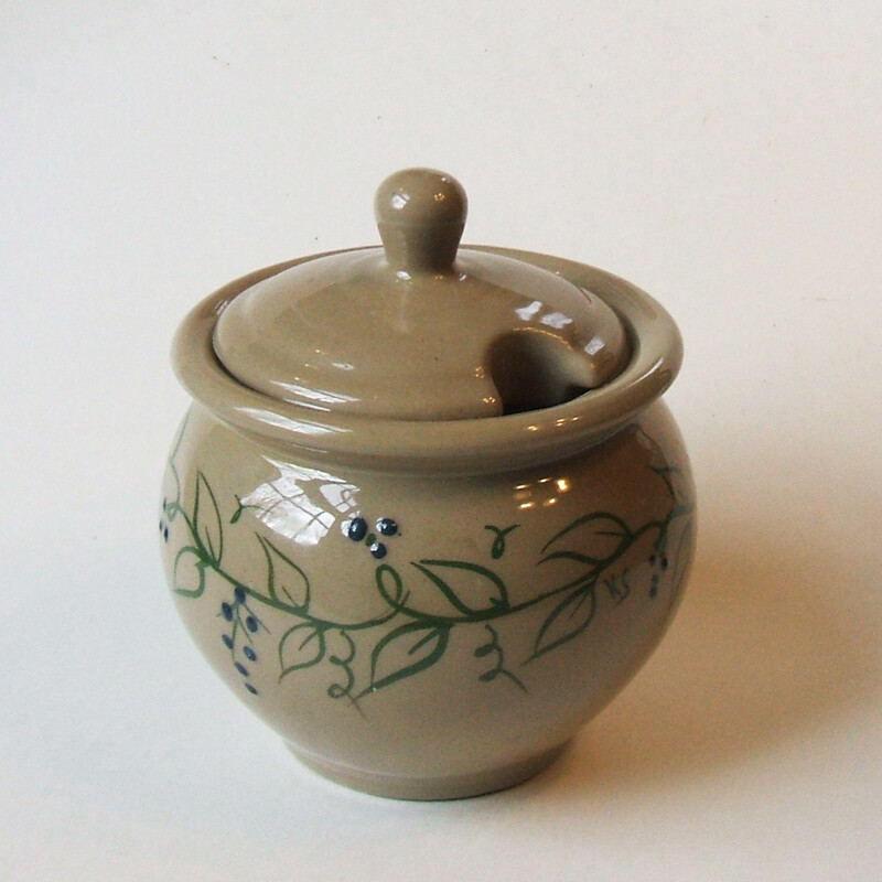 Hartstone USA Stoneware Honey Pot Green Vine Blue Berries | eBay