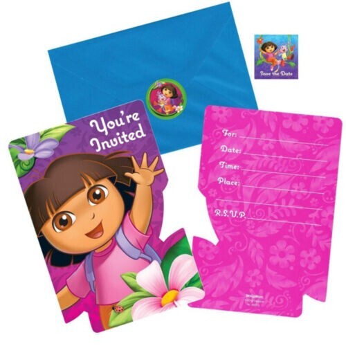 DORA THE EXPLORER BIRTHDAY PARTY INVITATION CARDS ENVELOPES SEALS SAVE ...