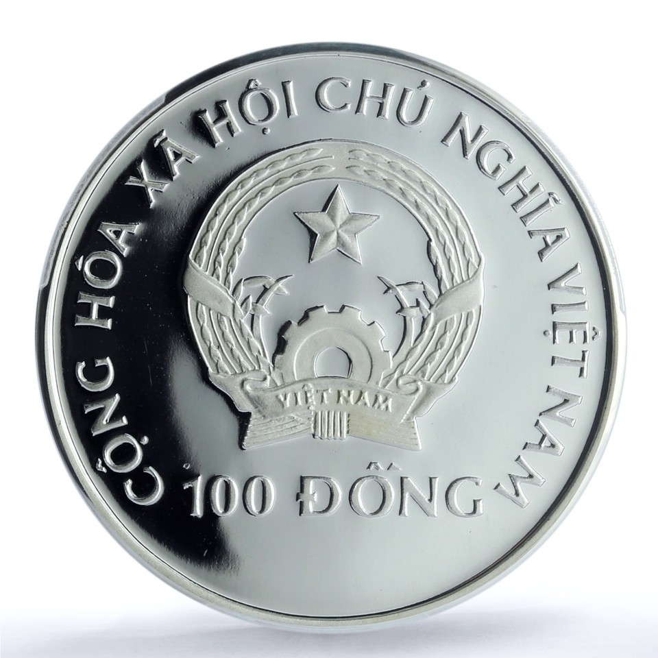 Vietnam 100 dong Edaphosaurus KM-45 Fauna Dinosaurs PR 68 PCGS silver ...