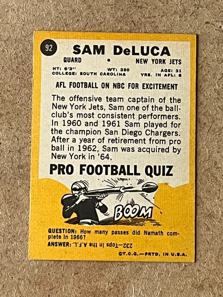 1967 Topps Sam DeLuca #92 VG-EX | eBay
