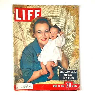 VTG Life Magazine April 14 1961 Vol 50 #15 Kay Williams Gable & John ...