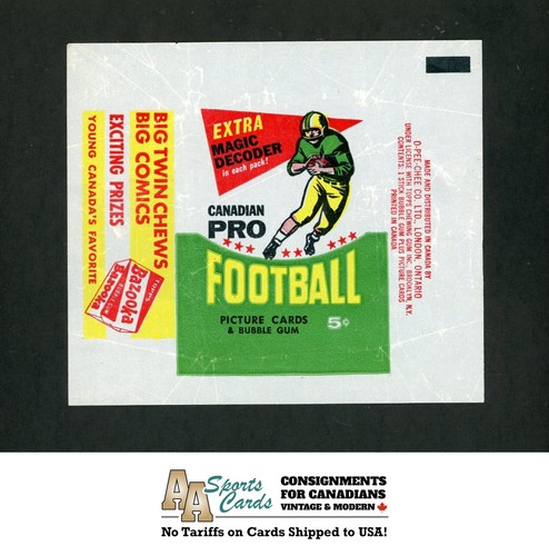 1964 TOPPS/O-PEE-CHEE CFL FOOTBALL EMPTY WAX WRAPPER (5 CENT) | eBay