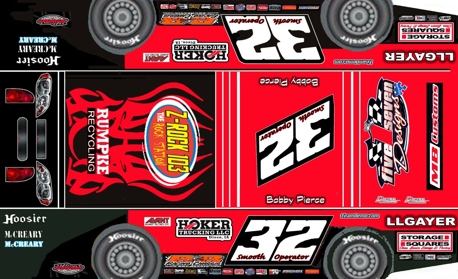 #32 Bobby Pierce Hoker Crate Dirt Late Model 1/18th Scale Waterslide ...
