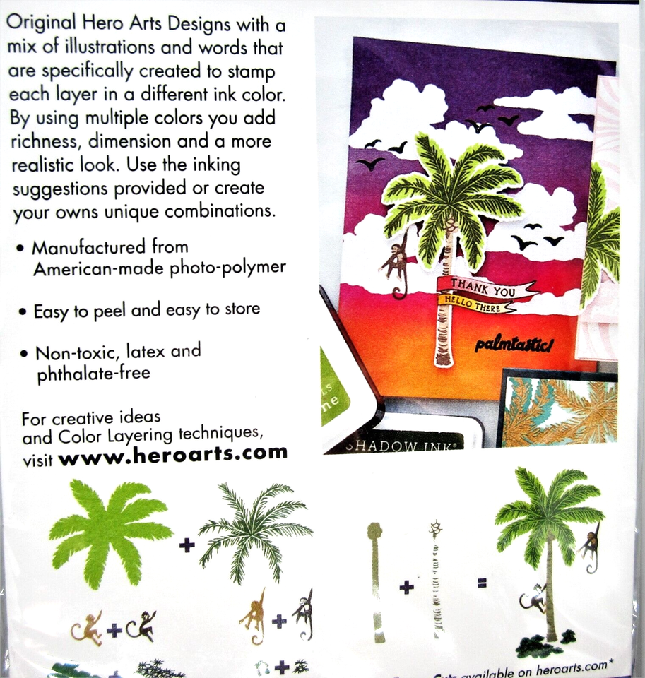 Palm Tree Tropical Color Layering Clear Stamp Set by Hero Arts CM371 ...