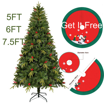 5/6/7.5ft Christmas Tree PE+PVC Artificial Decor Tree Xmas Holiday ...