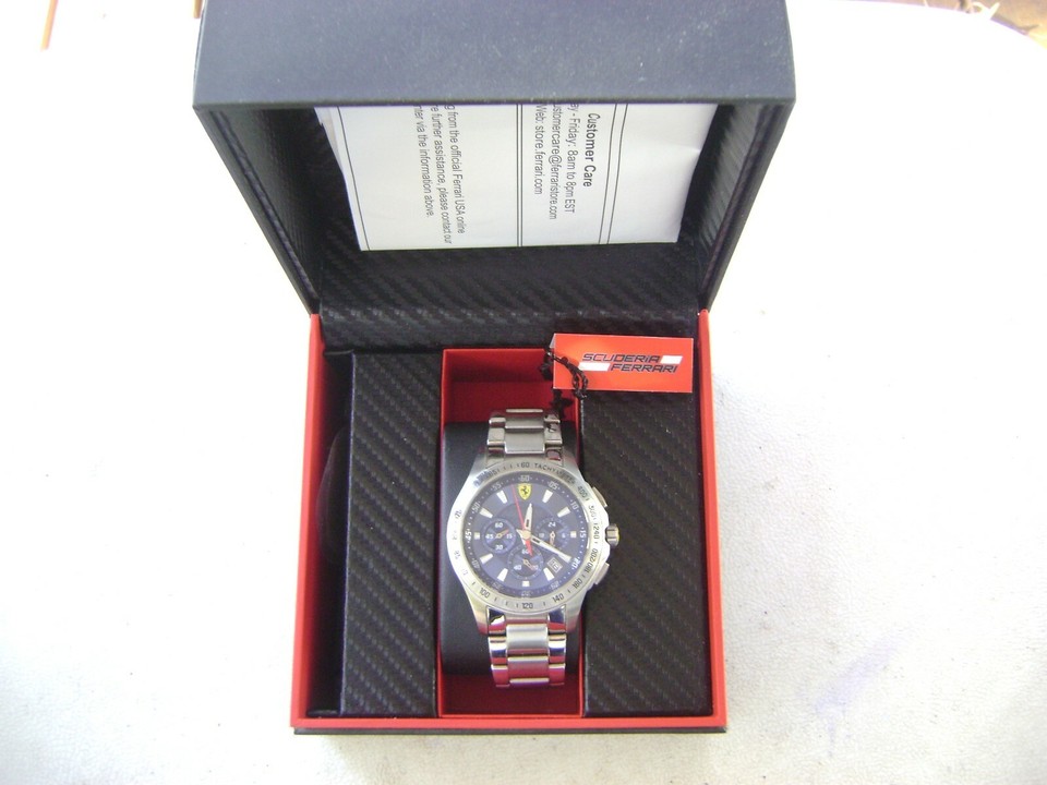 Scuderia Ferrari BLUE Carbon Fiber Chronograph Heavy Bracelet Watch ...