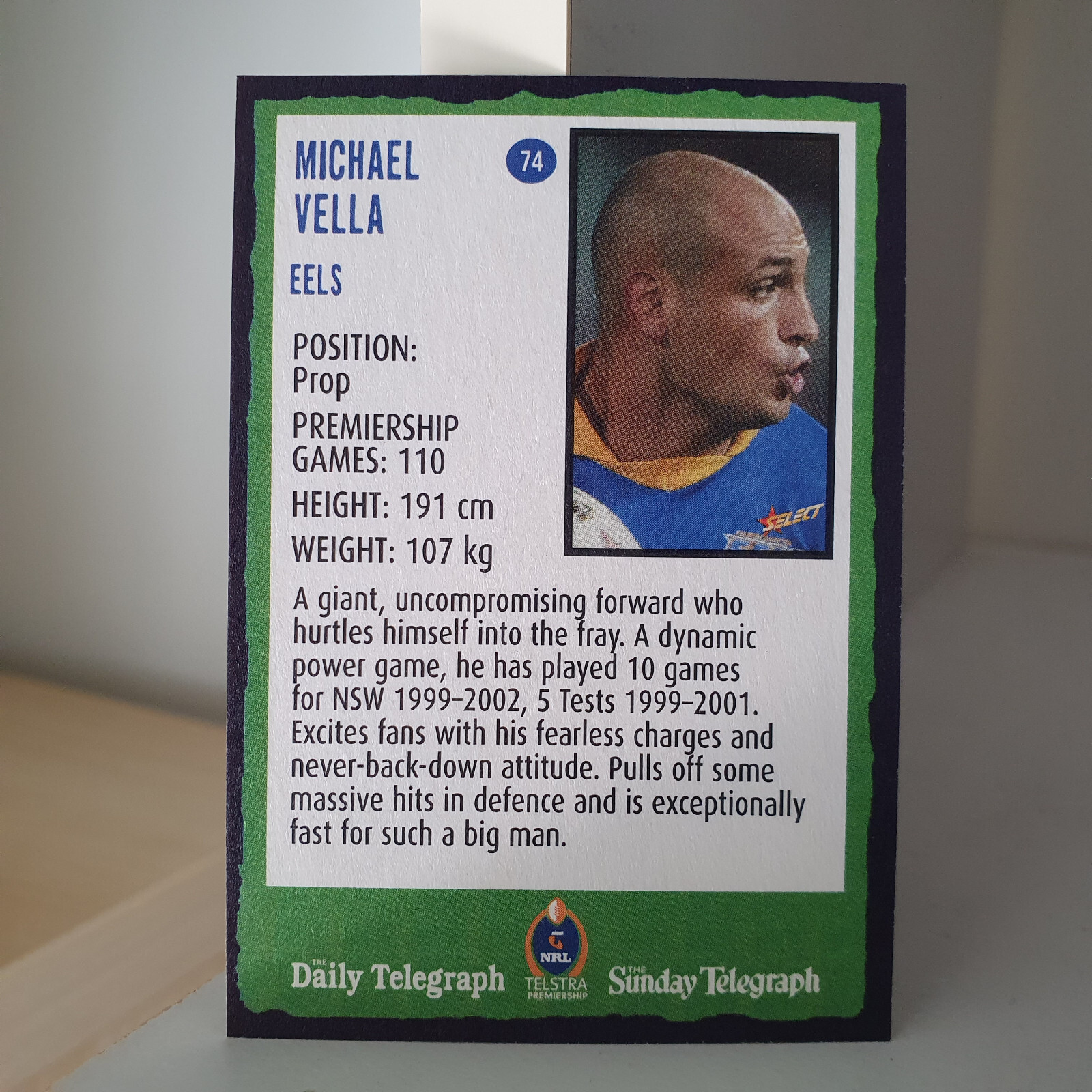 Michael Vella 2004 Telegraph Rugby League NRL Eels Trading Card #74 ...