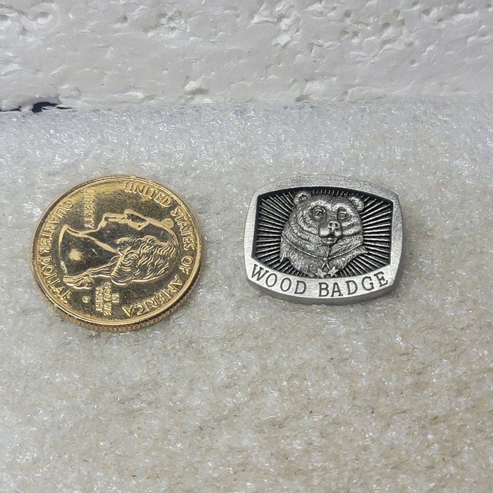 Wood Badge Boy Scouts of America Award Bear BSA Silver Toned Lapel Pin ...