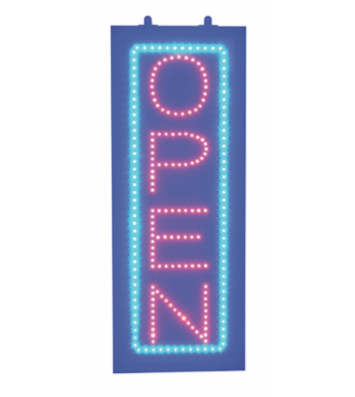Ultra Bright Vertical Red LED Open Sign with Blue LED Border - 10"x26 ...