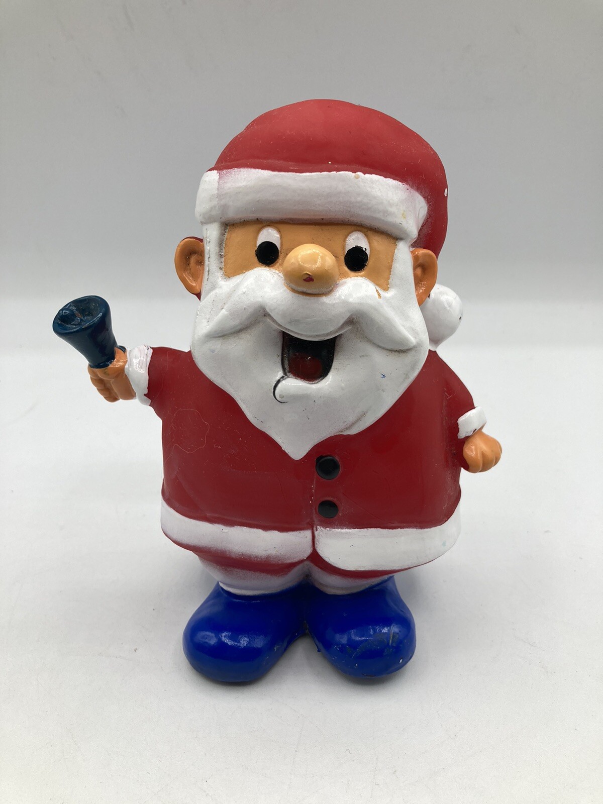 Santa Claus Rubber Squeaky Toy Holding Bell Vintage Happy Santa Merry ...