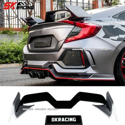 Fits Honda Civic 10Th 2016-2021 Black+Silver Rear Spoiler Gull Wing ...