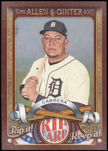 Miguel Cabrera UNRIPPED Rip Card 9/99 Tigers 2023 Topps Allen & Ginter ...