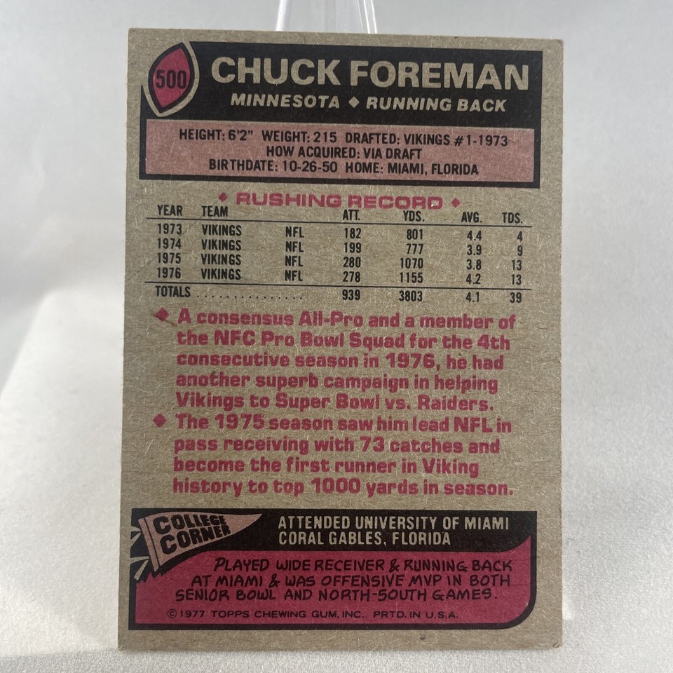 Chuck Foreman -Miami Hurricanes- Minnesota Vikings Autographed Card | eBay