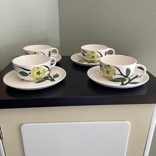 VTG Lot of 4 Flat Cup & Saucer Sets Dixie Dogwood Blue Ridge Southern ...