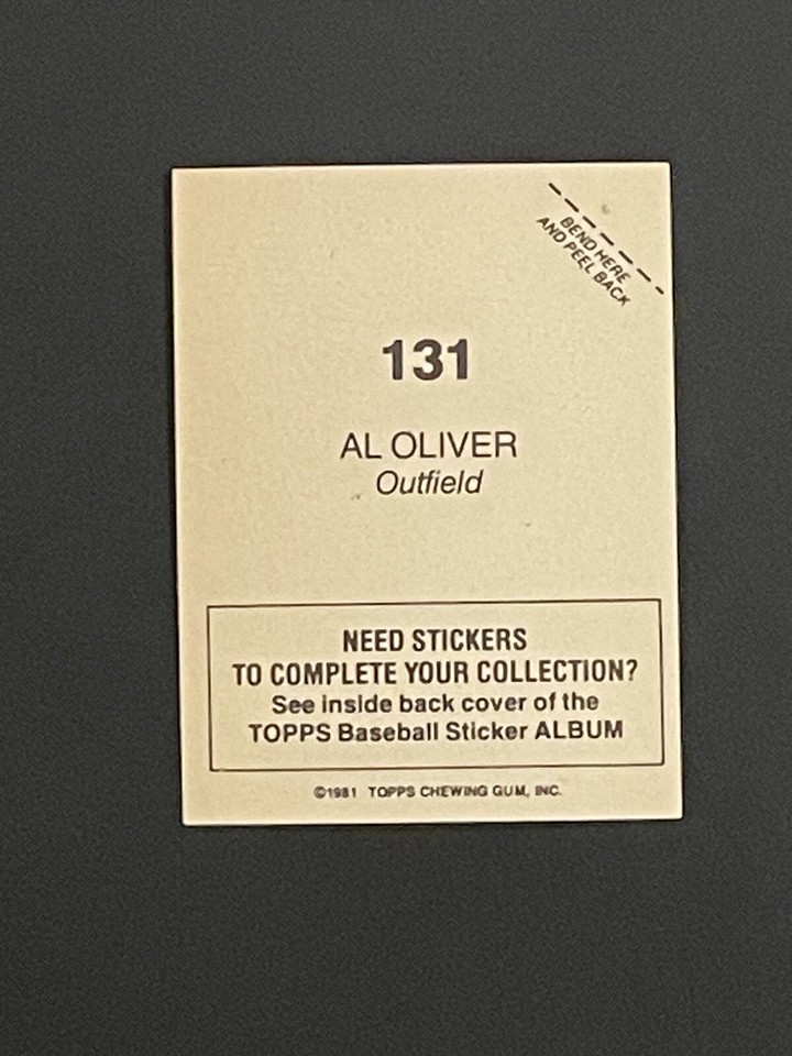 Al Oliver 1981 Topps Baseball Sticker #131 Texas Rangers | eBay