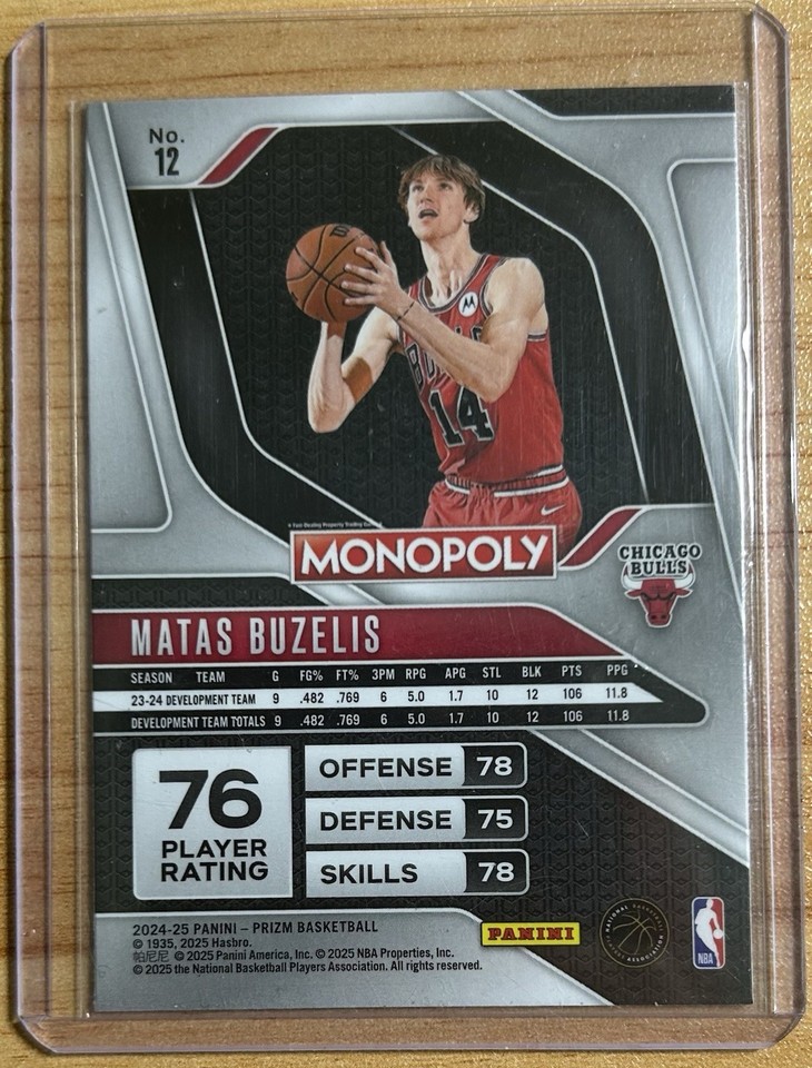 Matas Buzelis 2024-25 Prizm Rookie On Card Auto Authentic Chicago Bulls ...