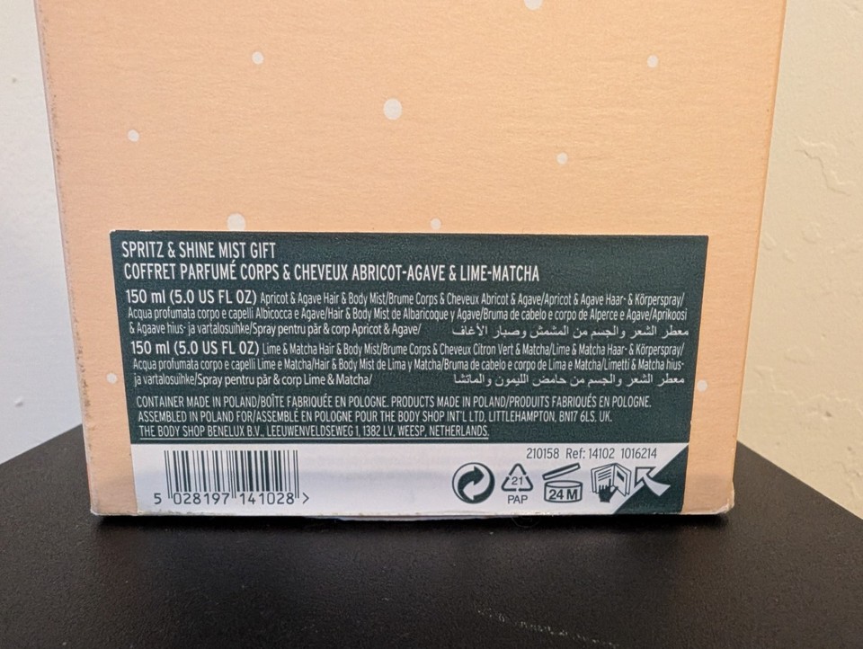 The Body Shop Apricot & Agave/Lime & Matcha Hair & Body Mist Gift set ...